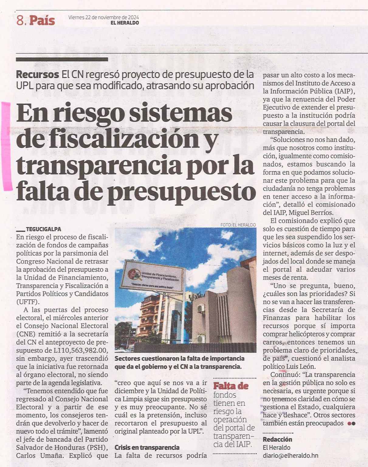 En riesgo sistema de fiscalización y transparencia por la falta de ...