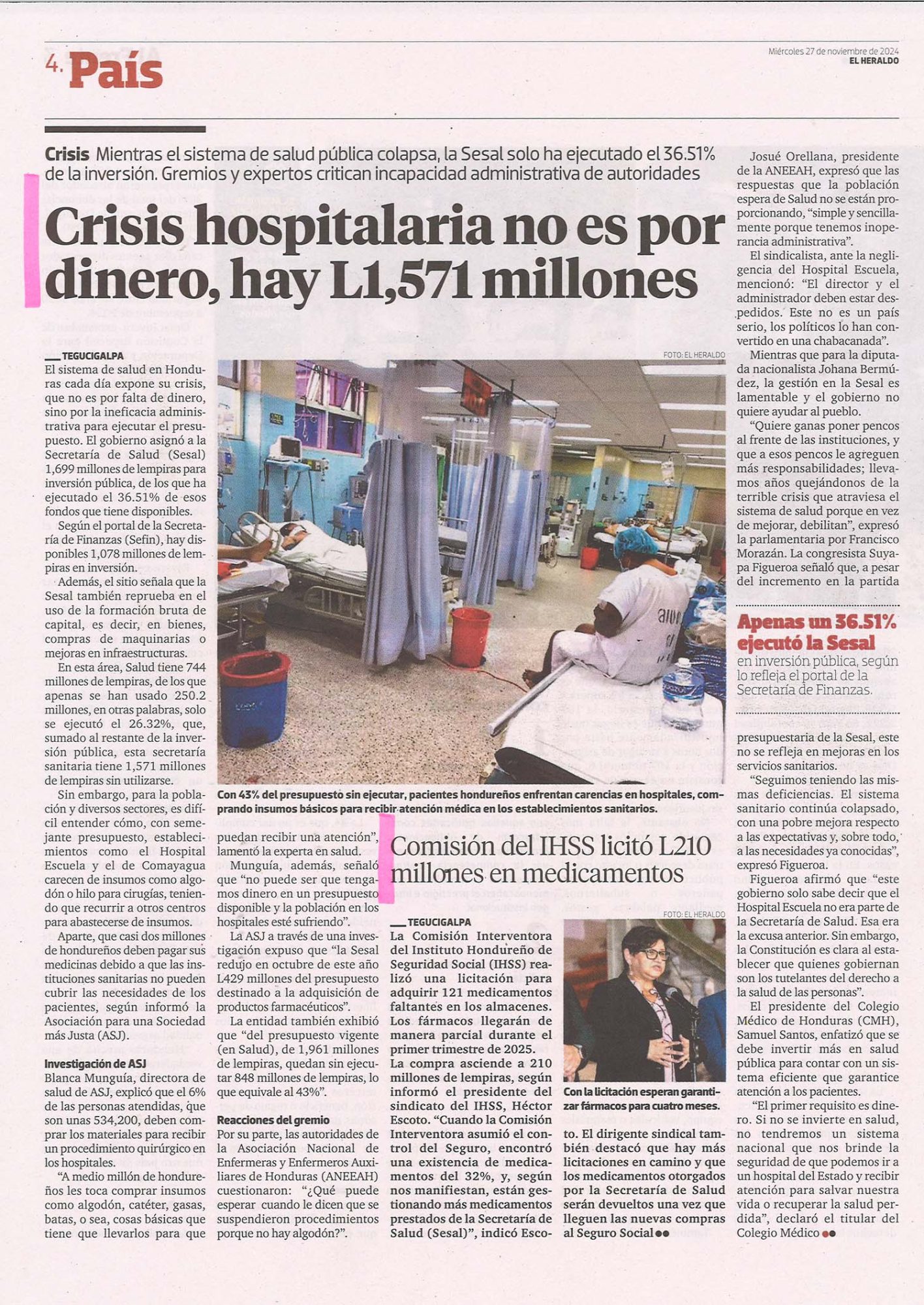 Crisis hospitalaria no es por dinero, hay L1,571 millones – Hemeroteca ...