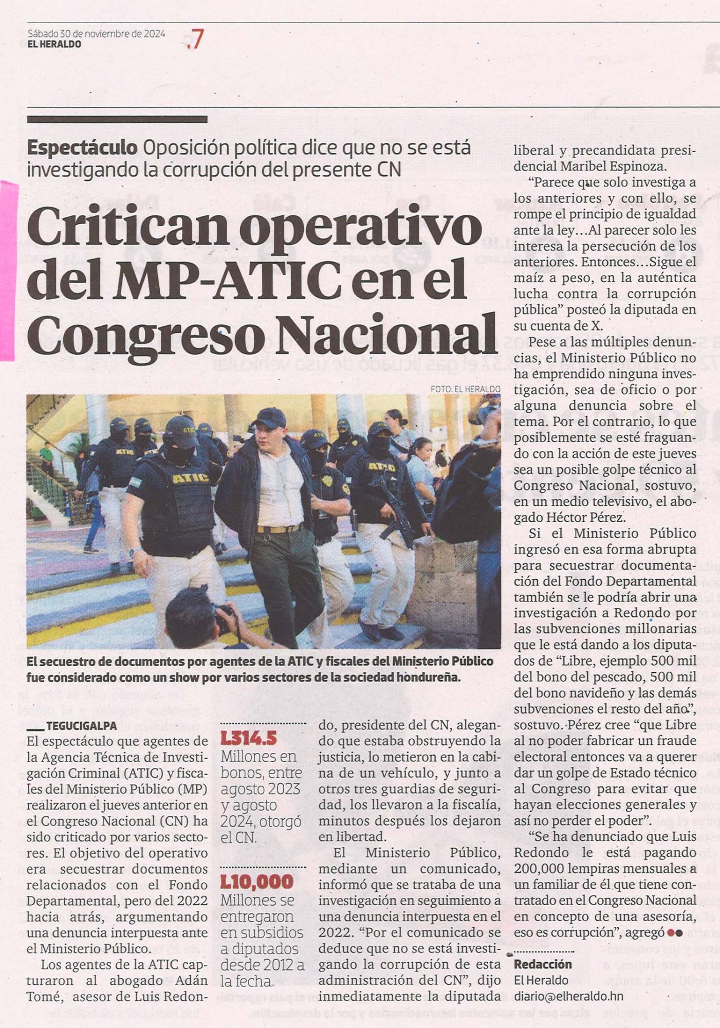Critican operativo del MP-ATIC en el Congreso Nacional – Hemeroteca ...